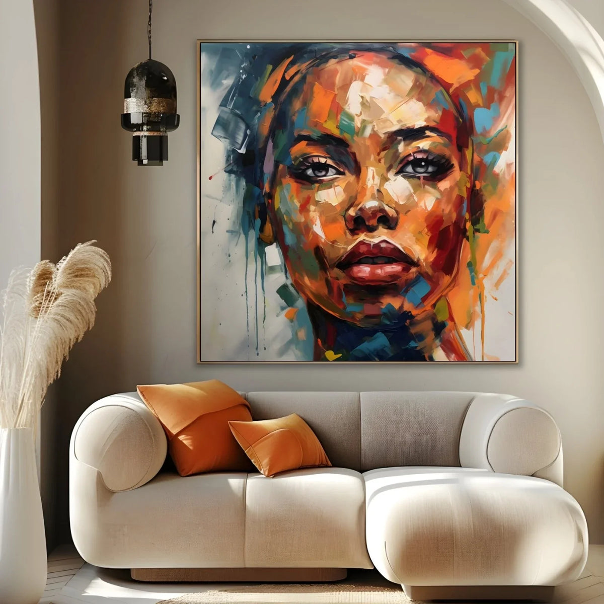 Framework Print on canvas - African Art, Portrait, Brown, Orange, Abstract Style – CupidoDesign