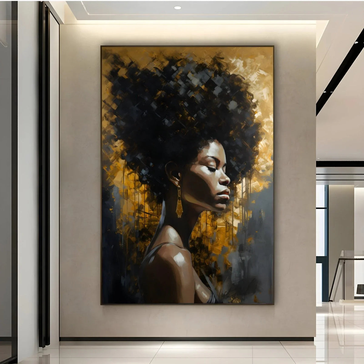 Framework Print on canvas - African Art, Gold, Brown, Black, Grey, Black and Gold Style ...