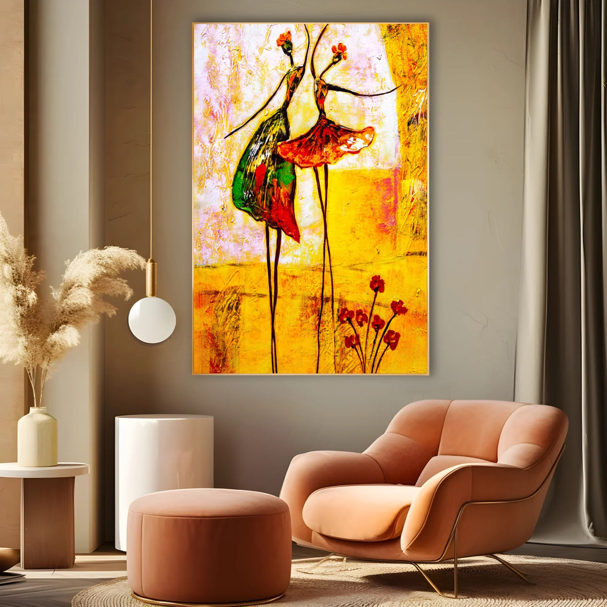 Quadro Stampa su tela - Arte Ritratto, Donne, Arancione, Giallo, Stile ...