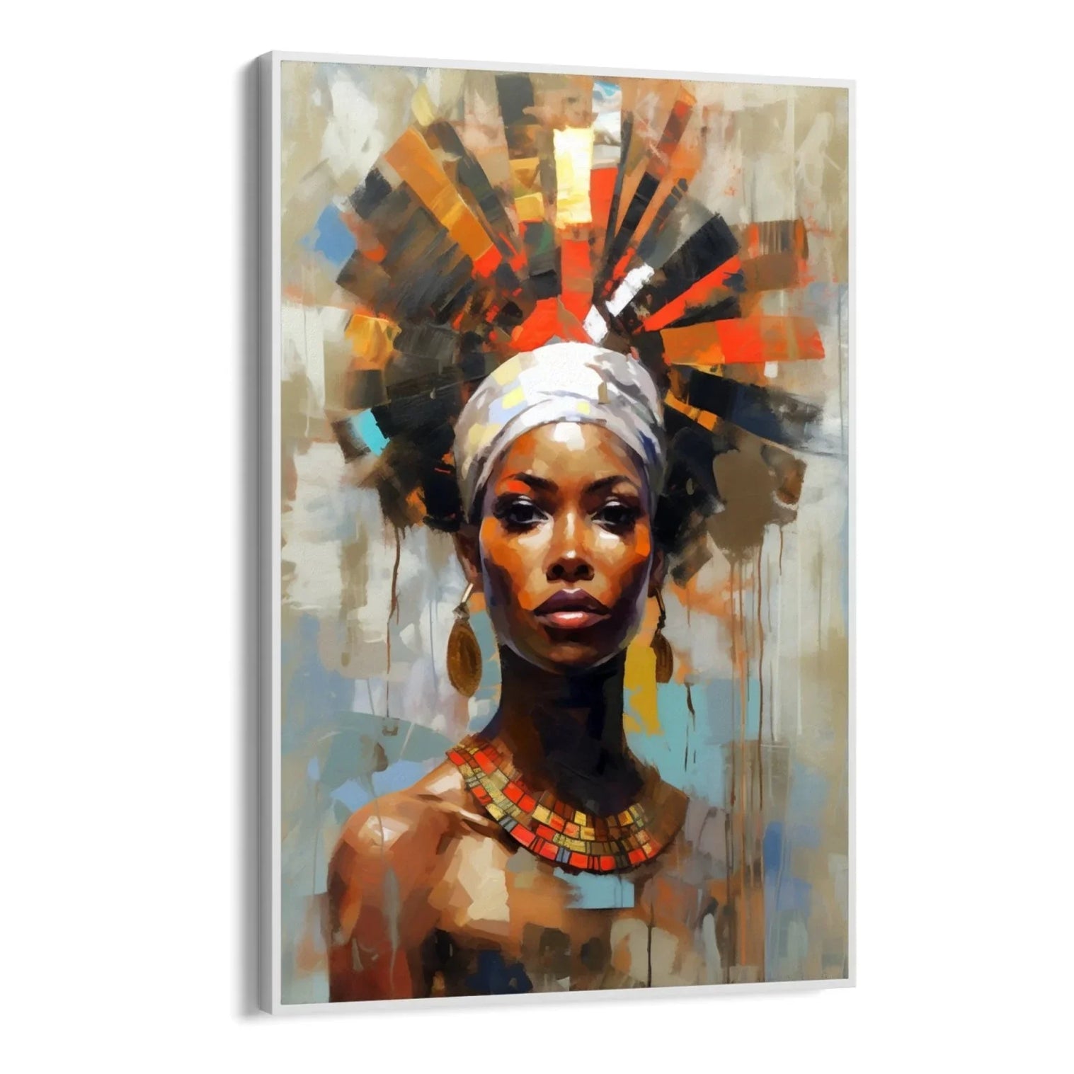 Framework Print on canvas - African Art, Red, Brown, Gold, Abstract Style – CupidoDesign