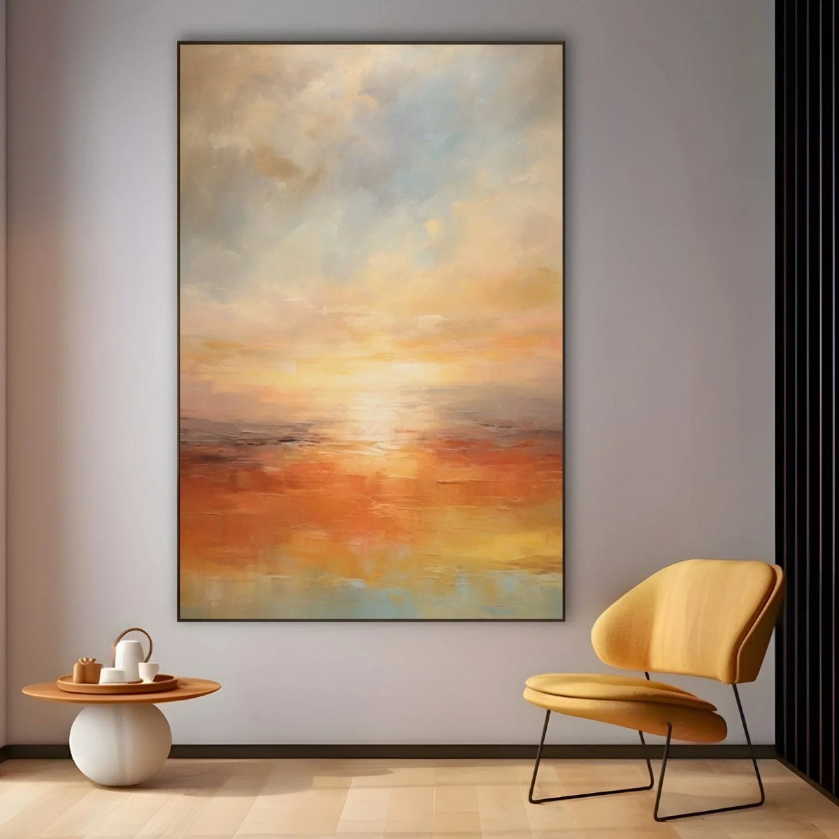 Painting Print on canvas - Landscape Art, Orange, Red, Blue, Grey ...