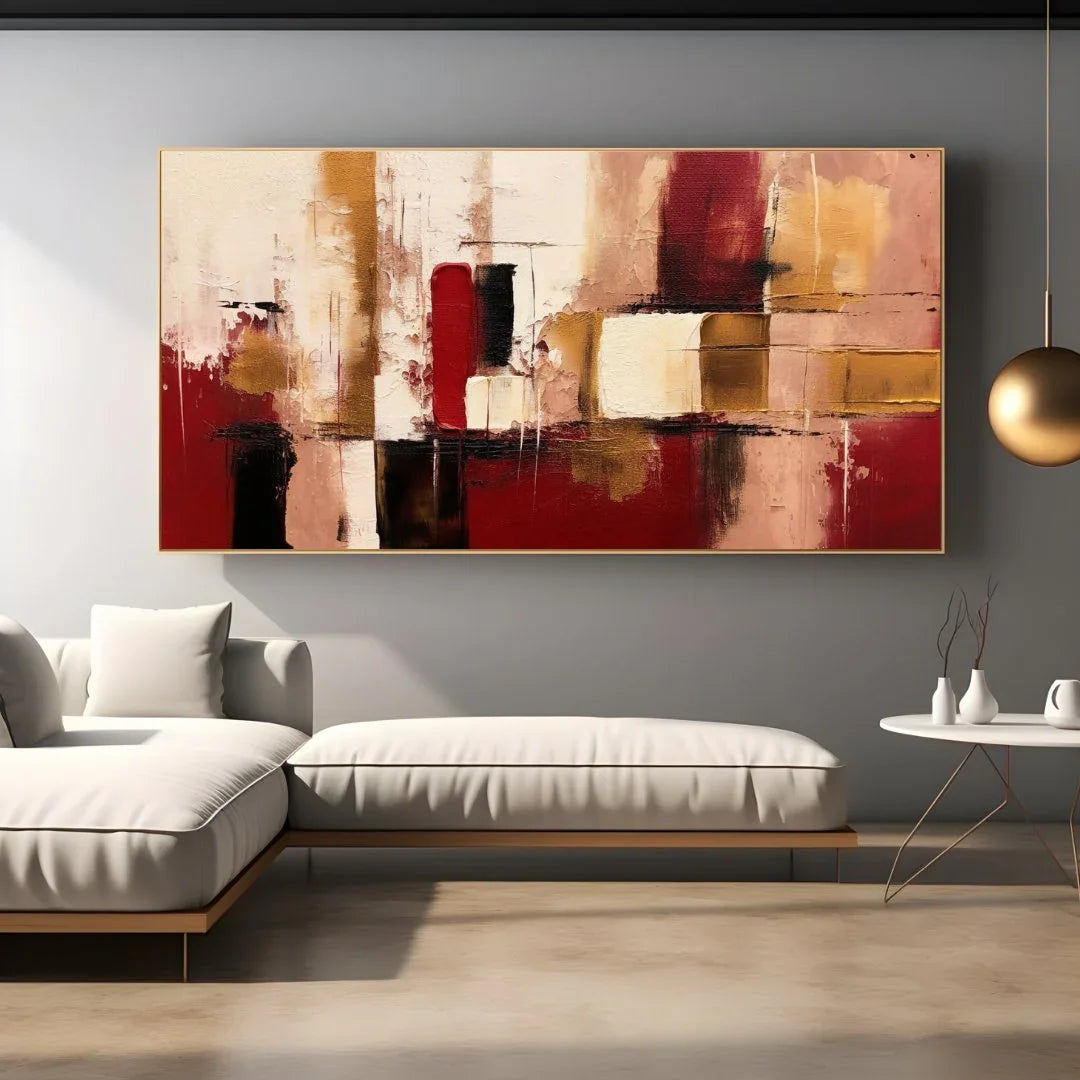 Quadro Stampa su tela - Arte Astratta, Crema, Rosa, Marrone, Oro, Stile ...