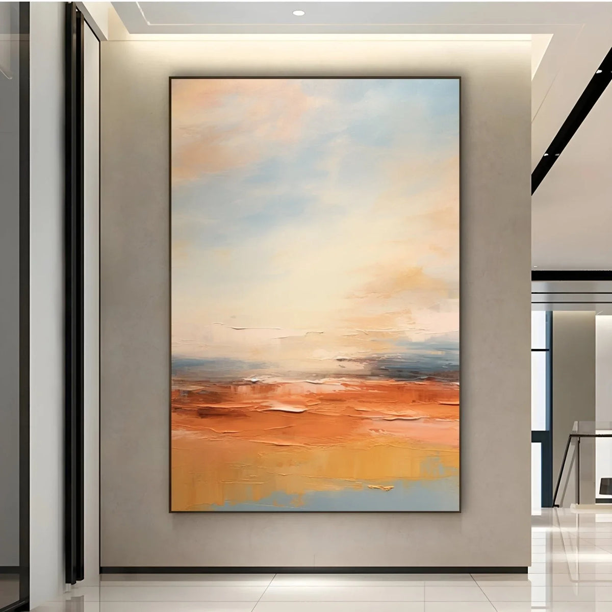Painting Print on canvas - Landscape Art, Cream, Pink, Beige, Water ...
