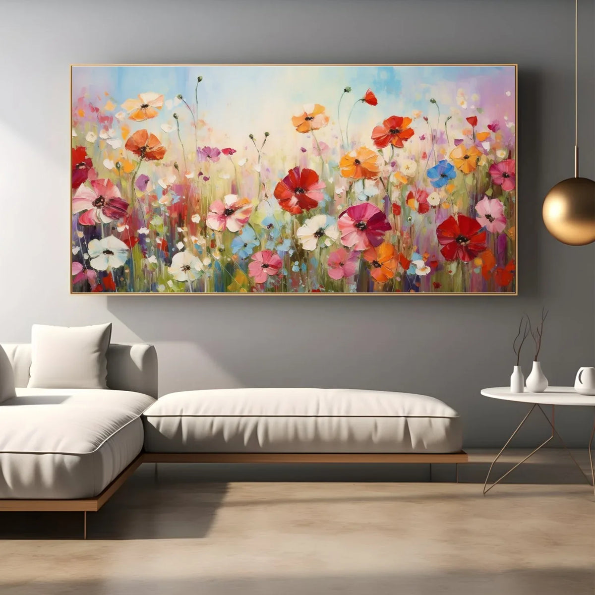 Quadro Stampa su tela - Arte Floreale, Rosso, Viola, Rosa, Verde Acqua ...