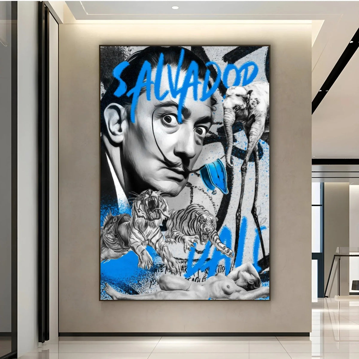 Painting Print on canvas - Salvador Dalì Art, Blue, Black, Pop Art ...