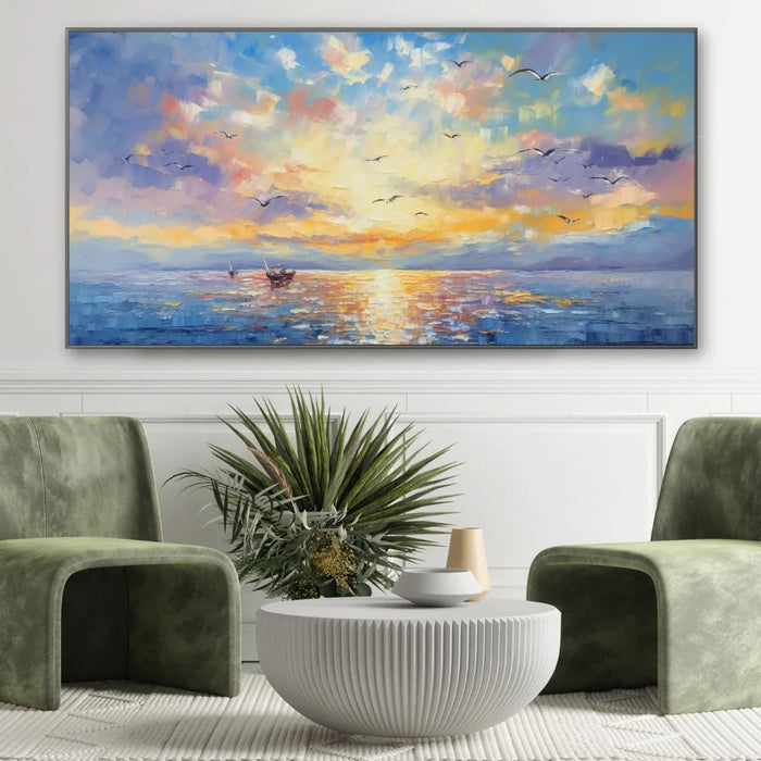 Quadro Stampa su tela - Arte Mare, Marrone, Oro, Verde Acqua, Azzurro ...